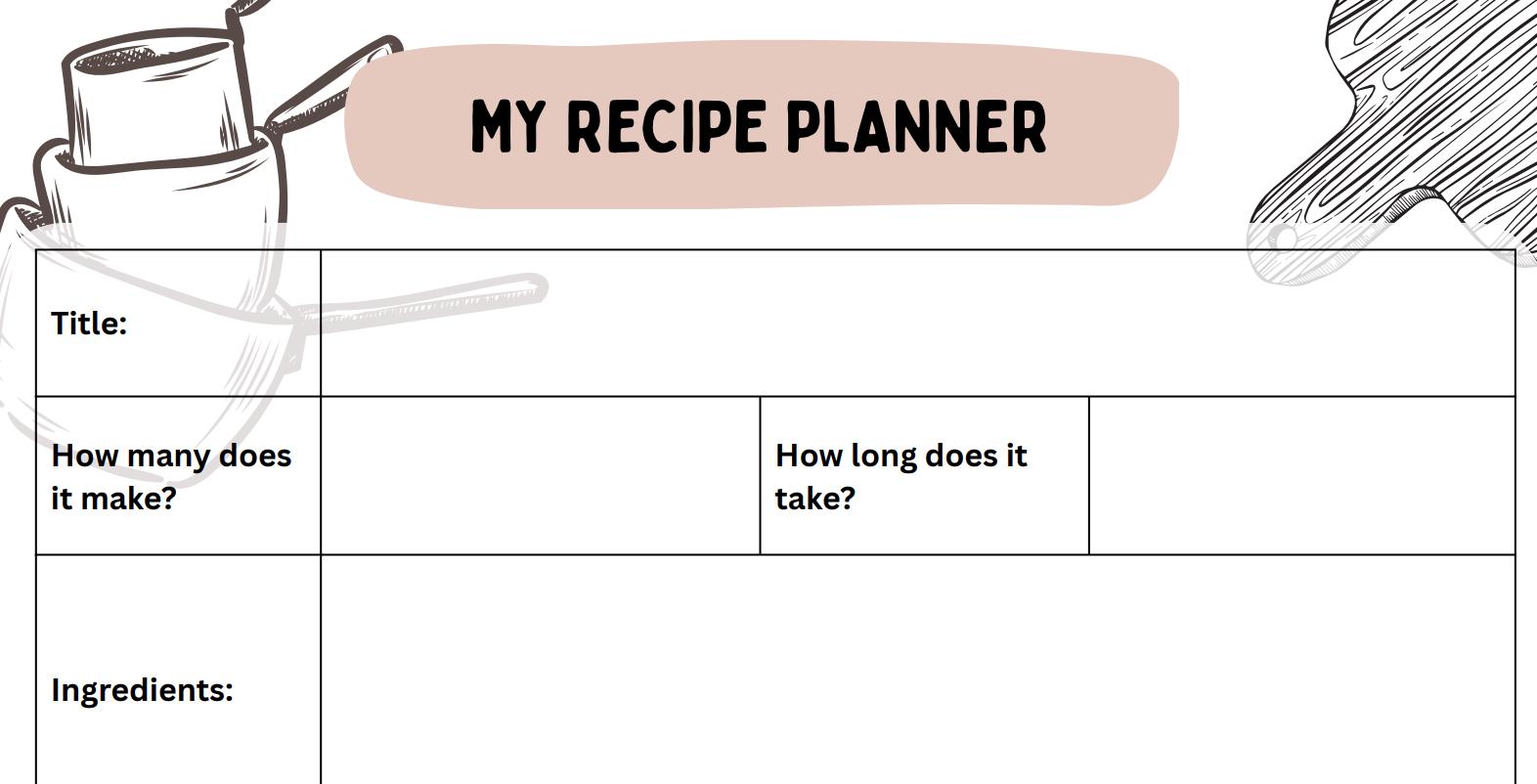 Student Recipe Planner Template | Cooking Project Planner | Editable ...