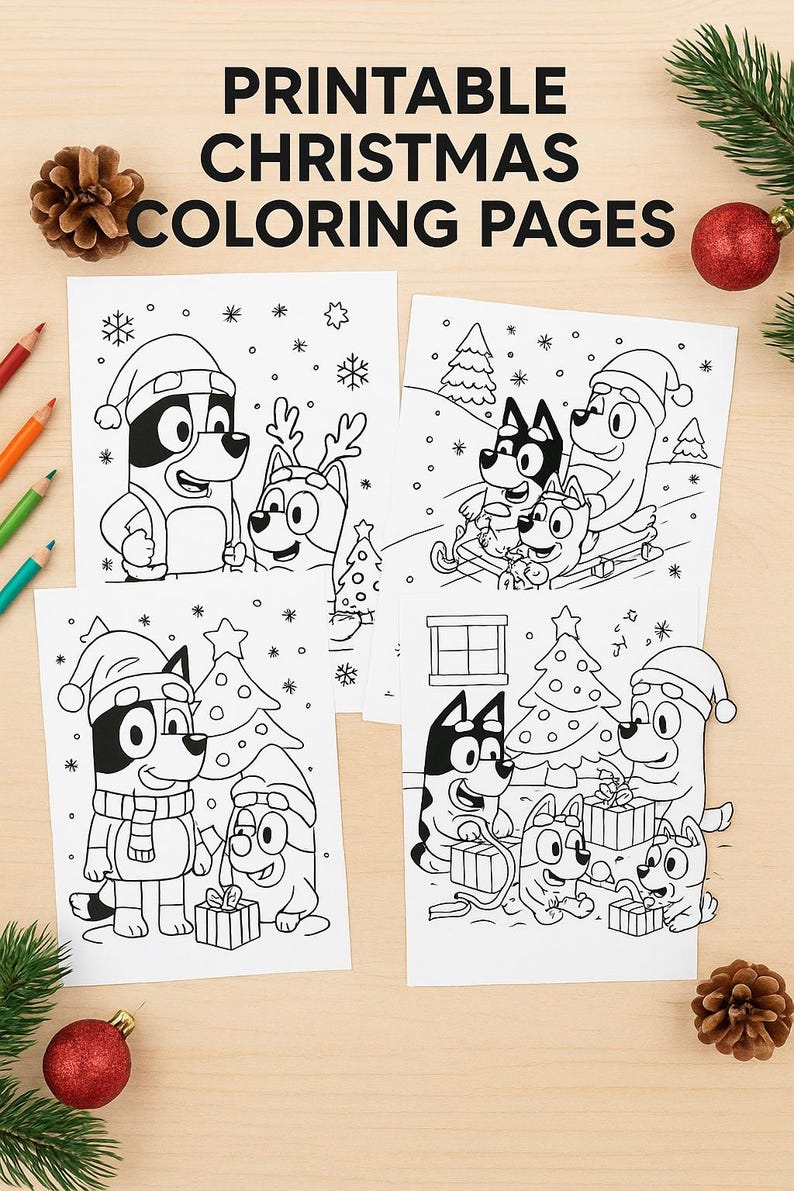 Puppy Christmas Coloring Pages: Holiday Activity Book (10) - Etsy
