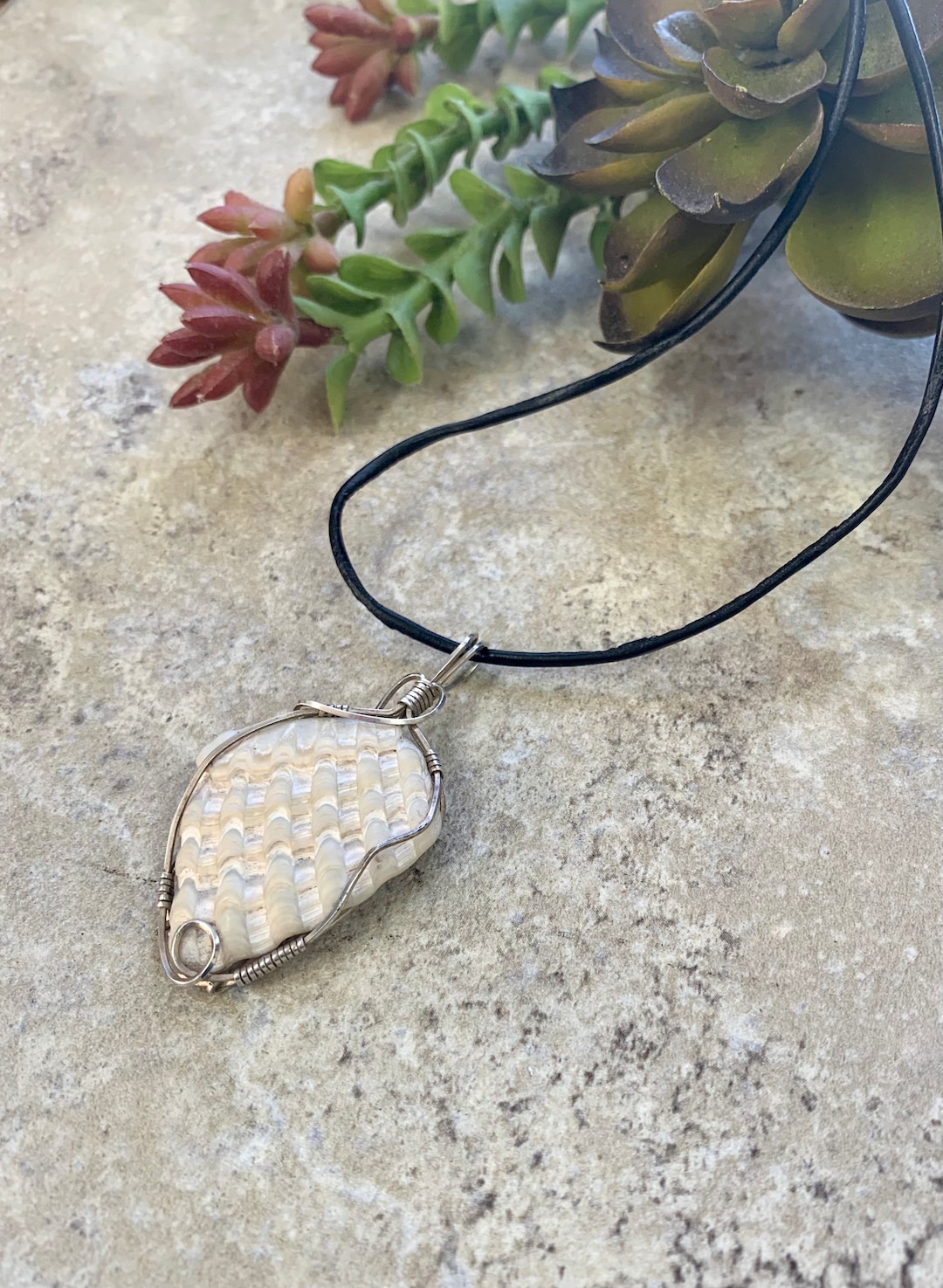 Shell Necklace For Men Beachy Necklade For Women Wire Wrapped Shell Necklace Boho Necklace Etsy