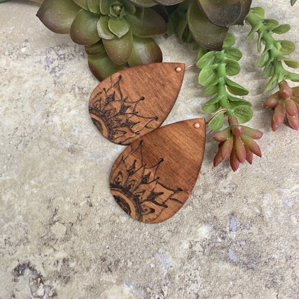 Wood Burned Earrings - Etsy
