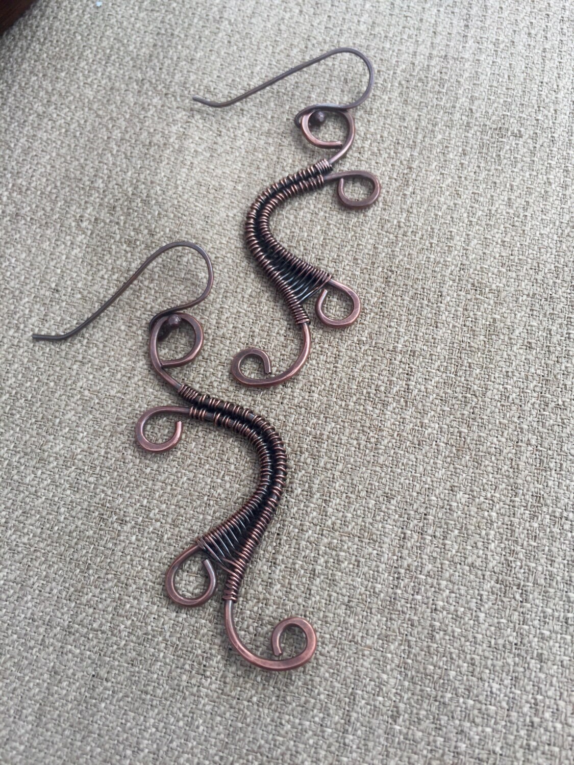 Long Dangle Wire Earrings Wire Wrapped Earrings Long - Etsy