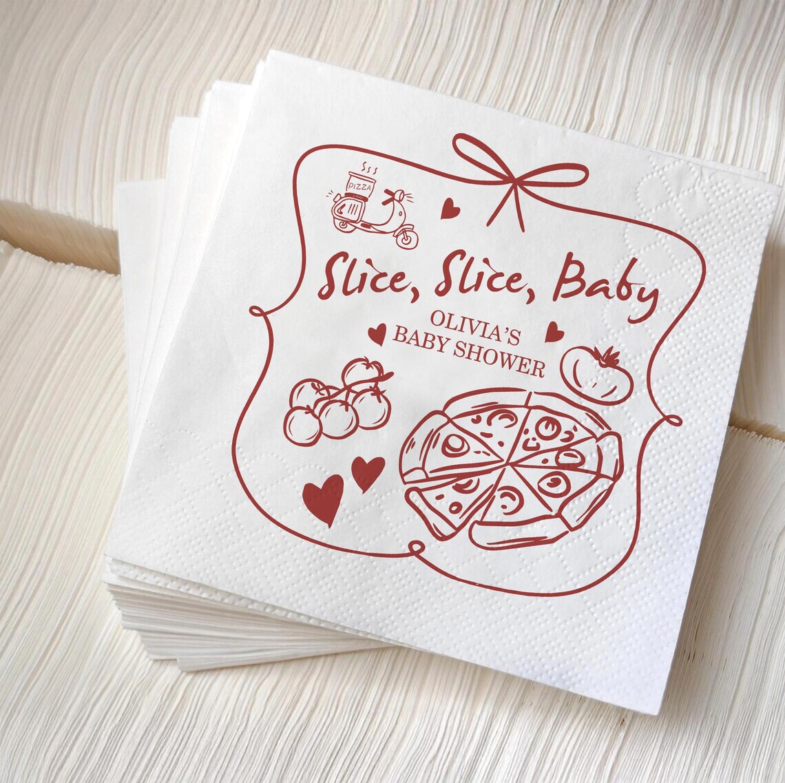 Pizza Baby Shower Napkins: Custom Autumn Party Decor - Etsy