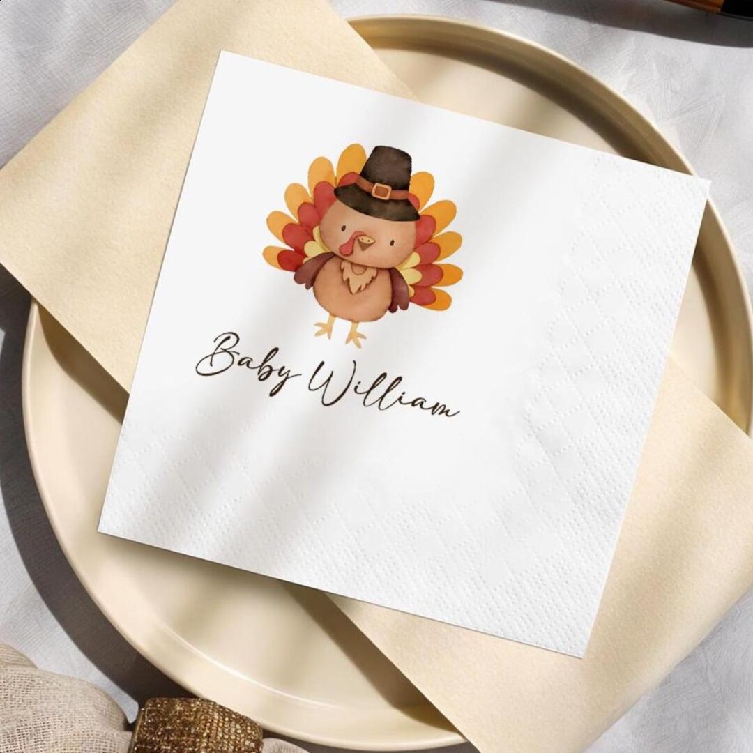 Custom Turkey Baby Shower Napkins: Personalized Thanksgiving Party - Etsy
