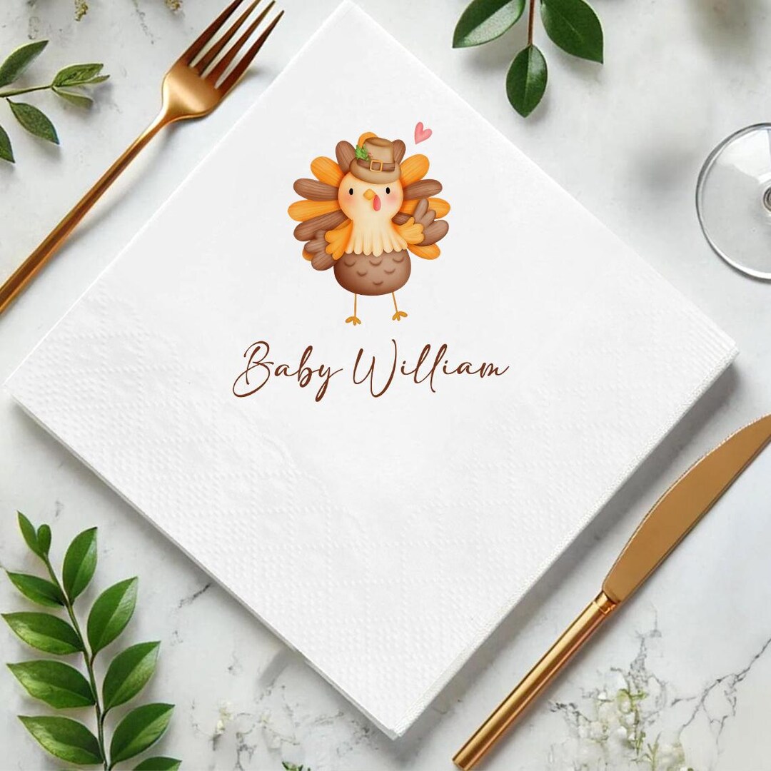Personalized Turkey Baby Shower Napkins: Thanksgiving Kids Party - Etsy