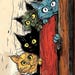 Colorful Cats 4 Pack | Playful Cat Illustration | Cute Comic Style Cat ...