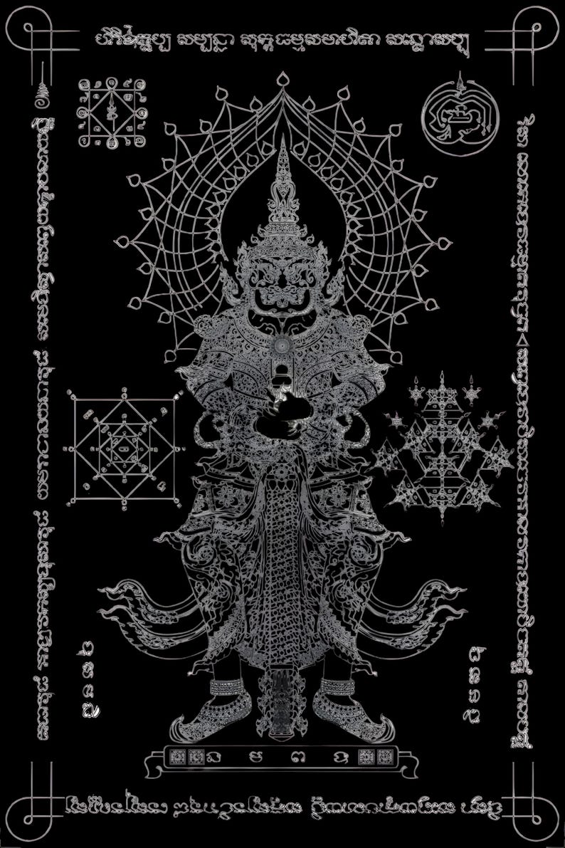 Thai Yantra Lord Vessavana | Buddhist Protective Talisman Wall Art ...