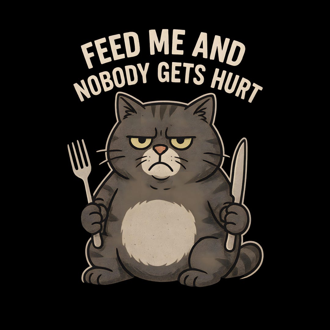 Feed Me and Nobody Gets Hurt Funny Grumpy Cat PNG Digital Art for ...