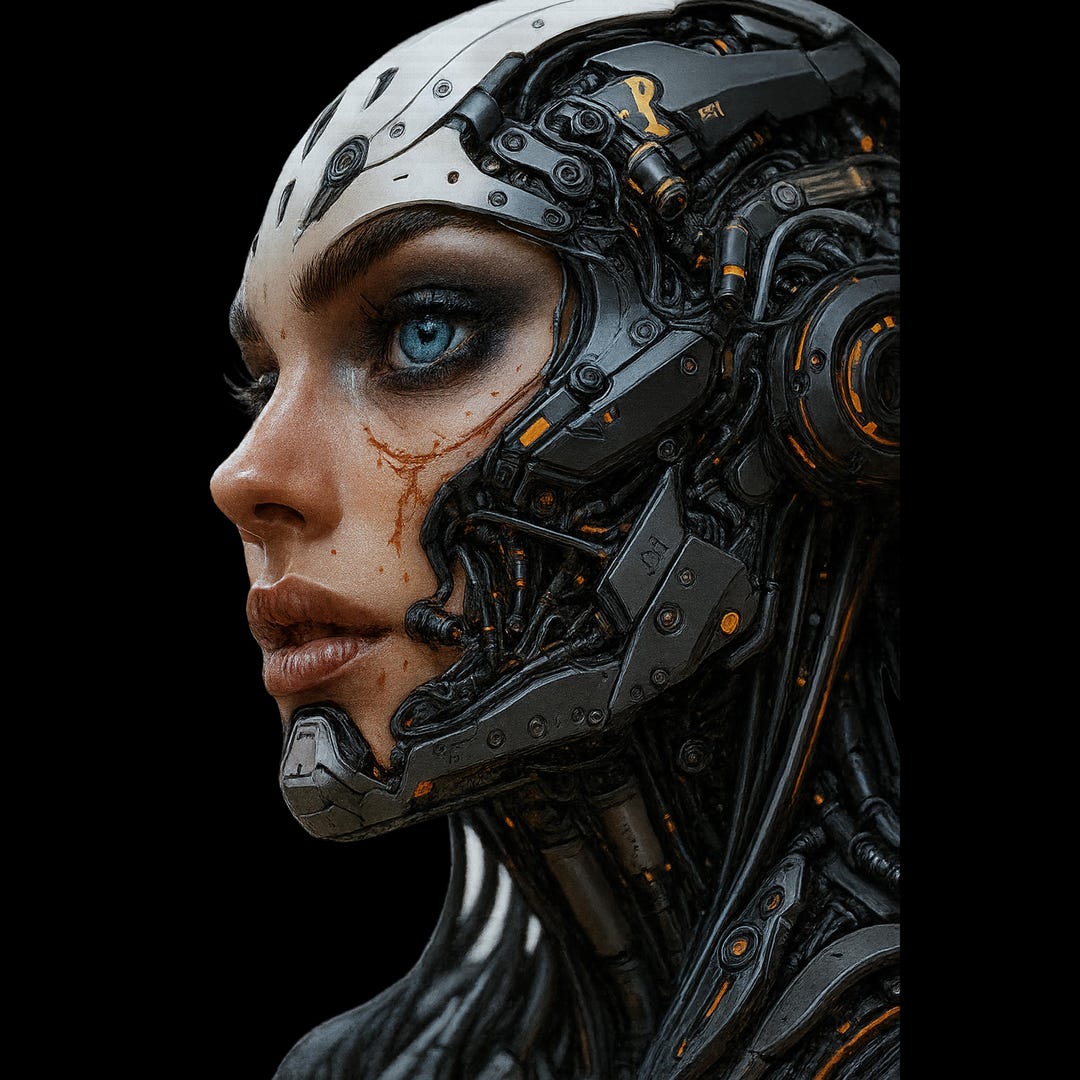 Female Cyborg Closeup PNG | Futuristic Android Woman Portrait ...
