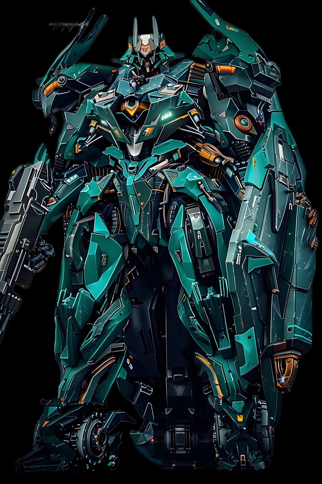 Instant Download PNG | 4 Futuristic Teal Mech Robot Warrior Bundle ...