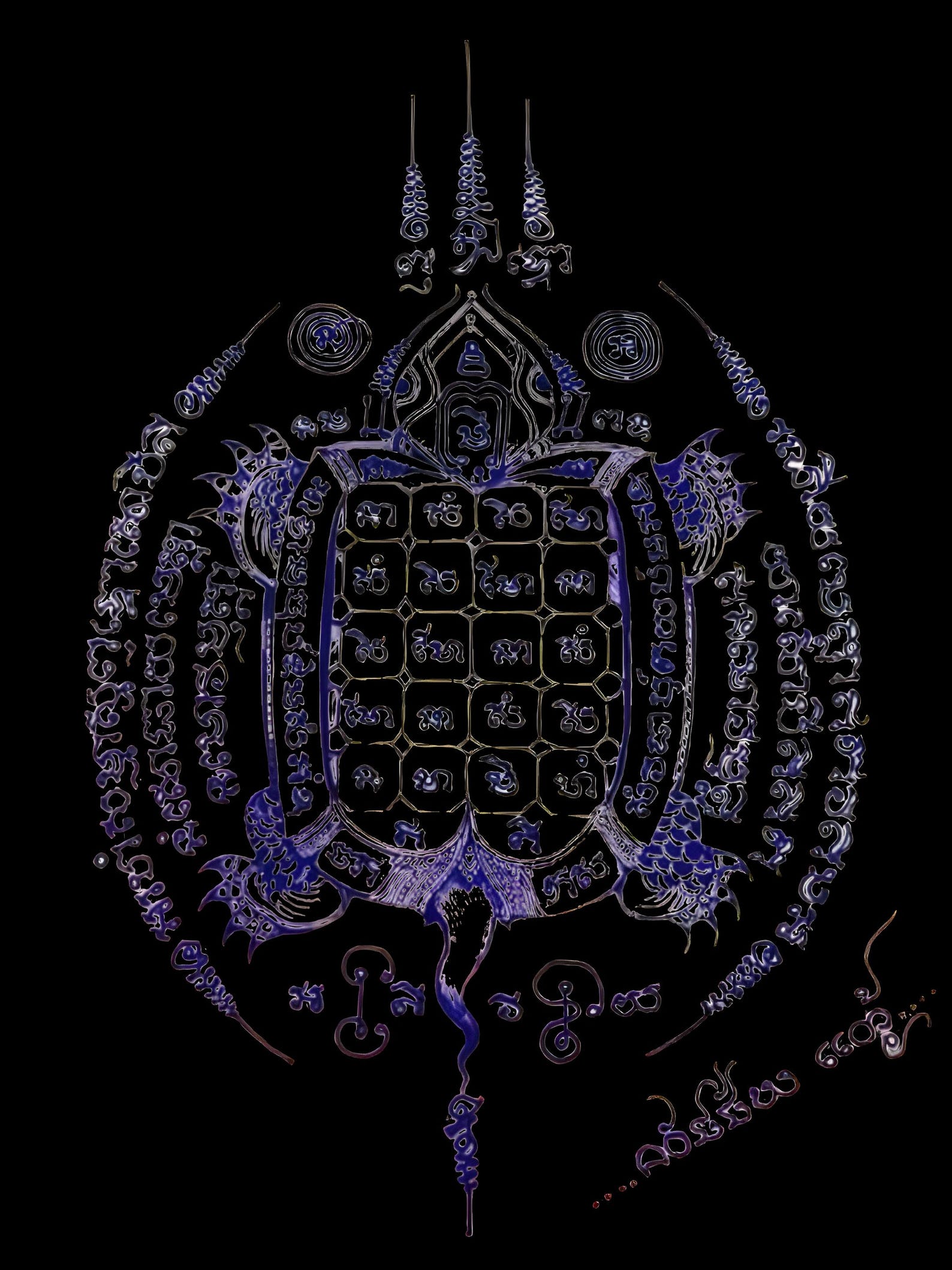 Thai Yantra Phaya Tao Ruean | Sacred Turtle Yantra | Khom Script ...