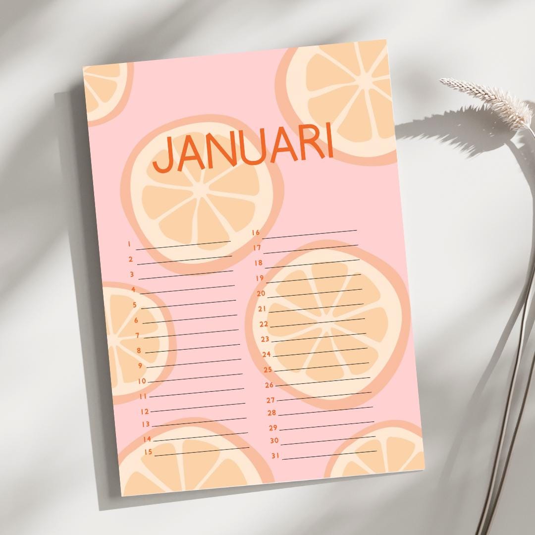 12 Month Birthday Calendar | A4 | Wall Calendar With Citrus Print ...