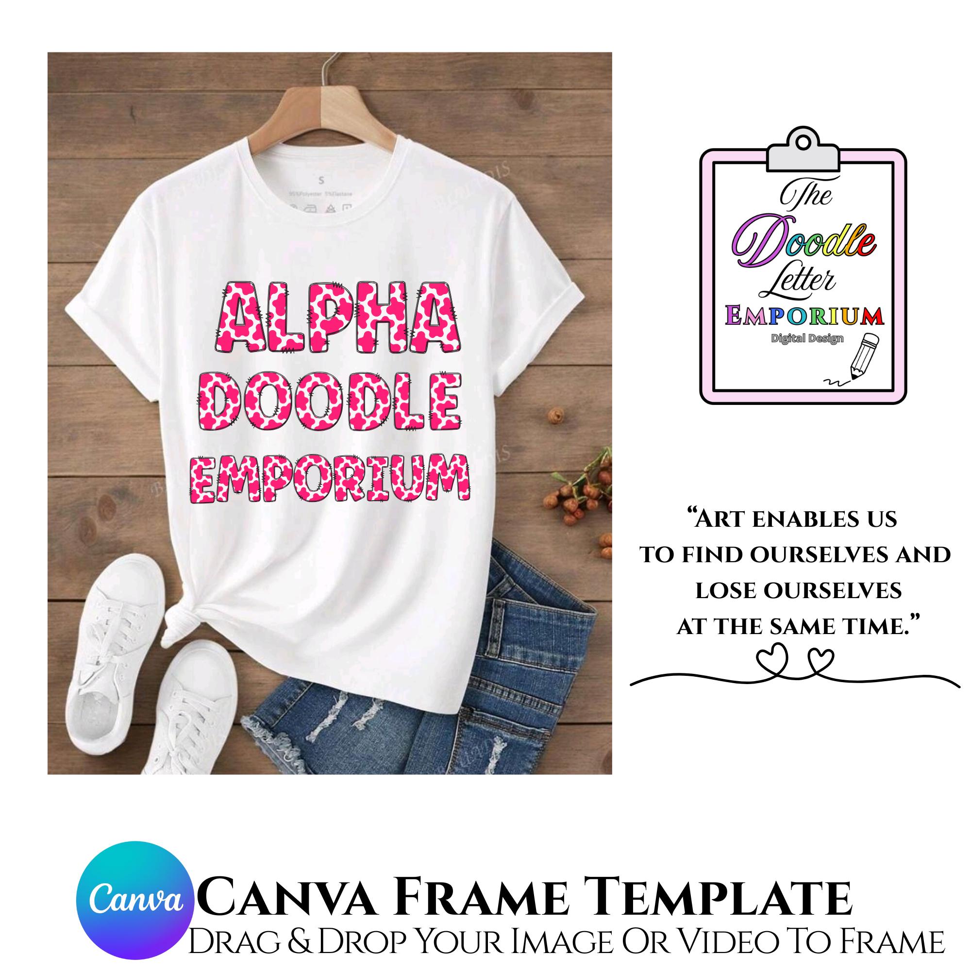 Pink Cow Print Aplha & Number Doodle Set Canva Template - Etsy