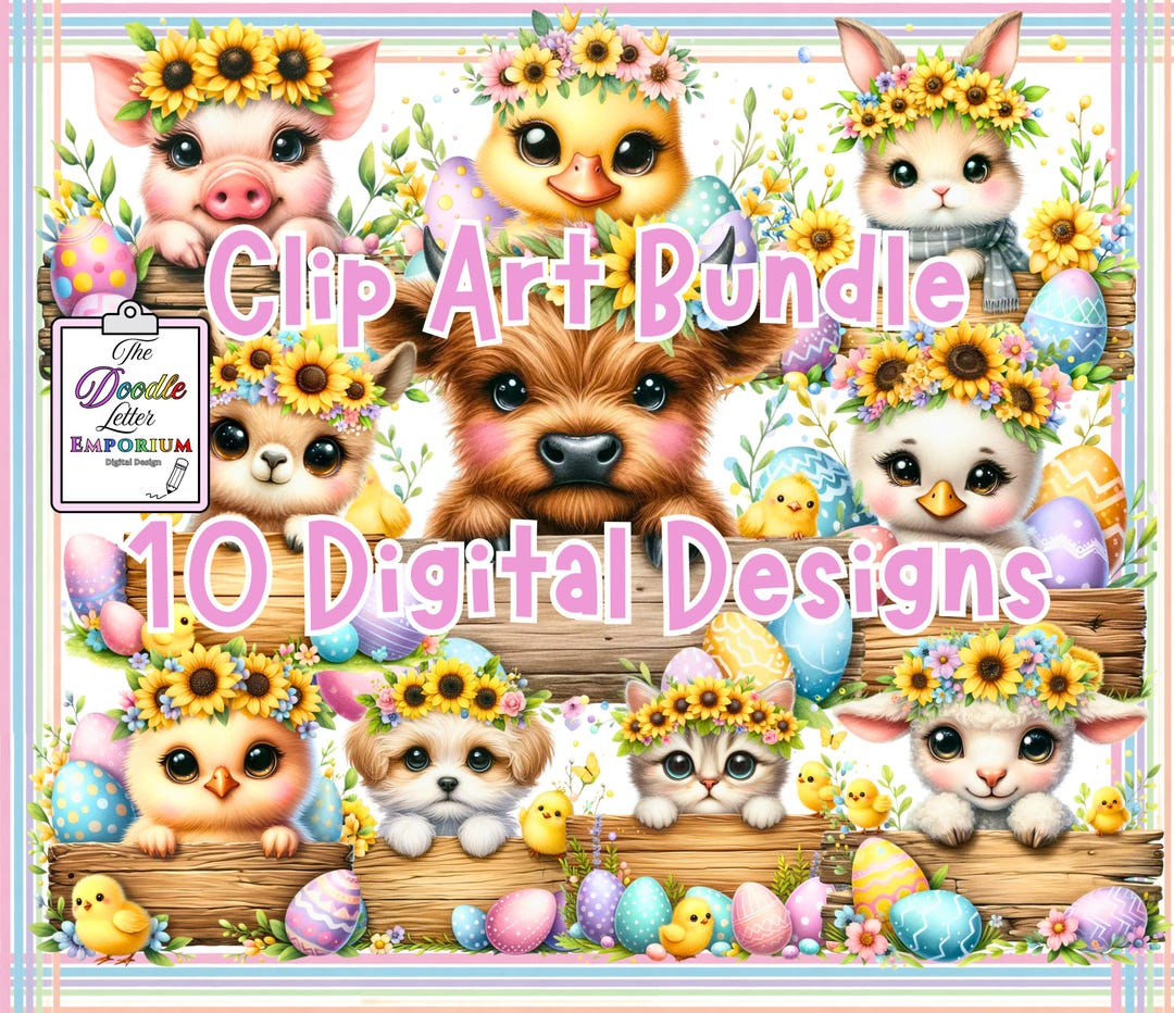 10png Bundle Custom Name Easter Digital Designs, Farm Animal Edition ...