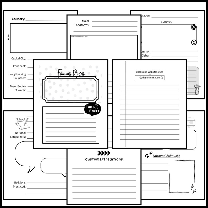 Geography: Around the World Printable Country Research Project | Fun ...