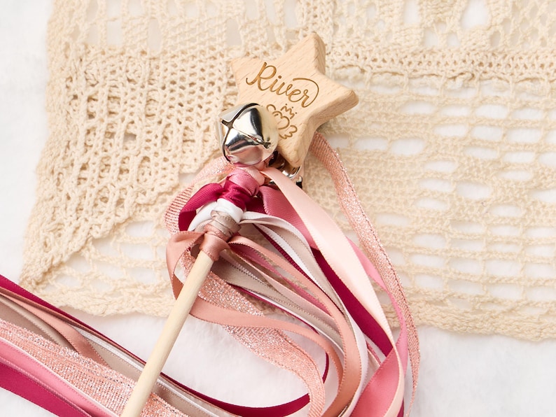 Personalized Flower Girl Wand: Laser Engraved Wooden Star, Ribbon ...