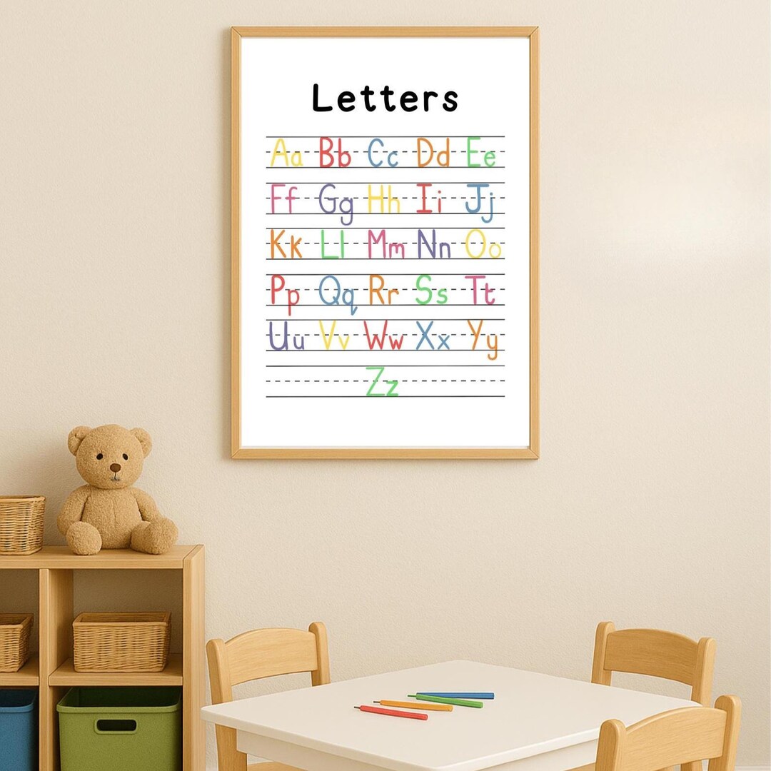 Rainbow Alphabet Poster – ABC Chart for Kids, Handwriting Practice ...