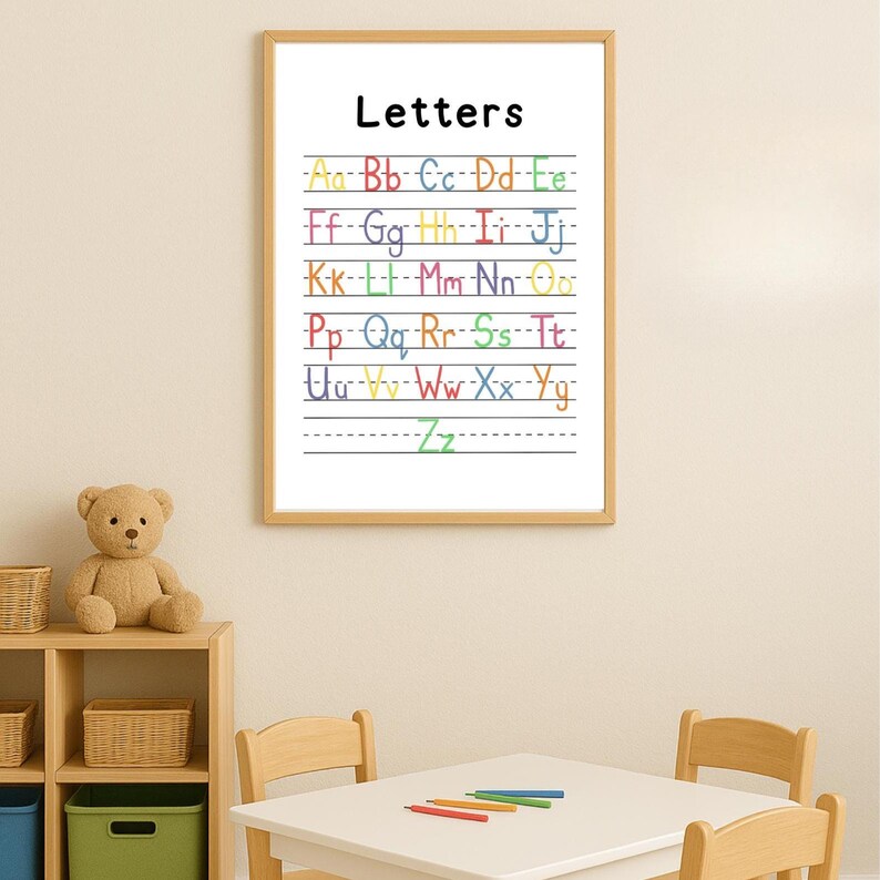 Rainbow Alphabet Poster – ABC Chart for Kids, Handwriting Practice ...