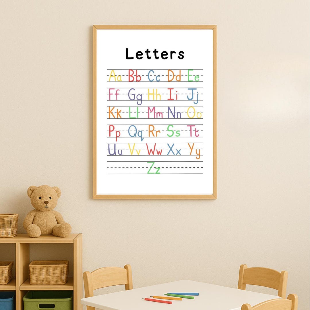 Rainbow Alphabet Poster – ABC Chart for Kids, Handwriting Practice ...