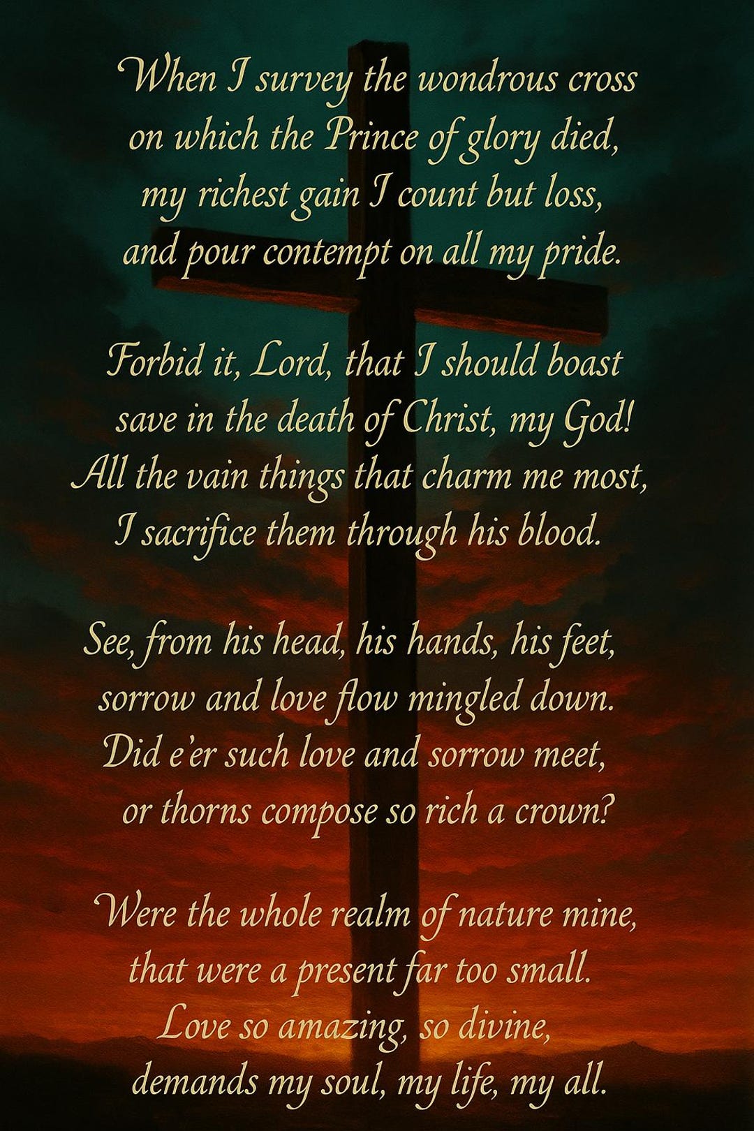 When I Survey the Wondrous Cross Hymn Art Print (digital Download) - Etsy