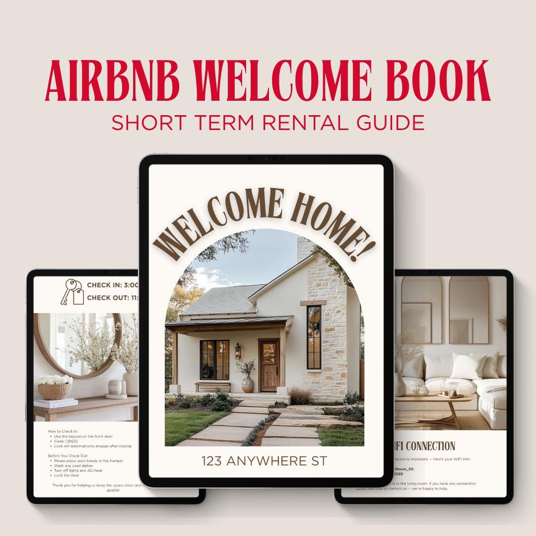 Airbnb Welcome Book Template | Editable Canva Guidebook for Hosts ...