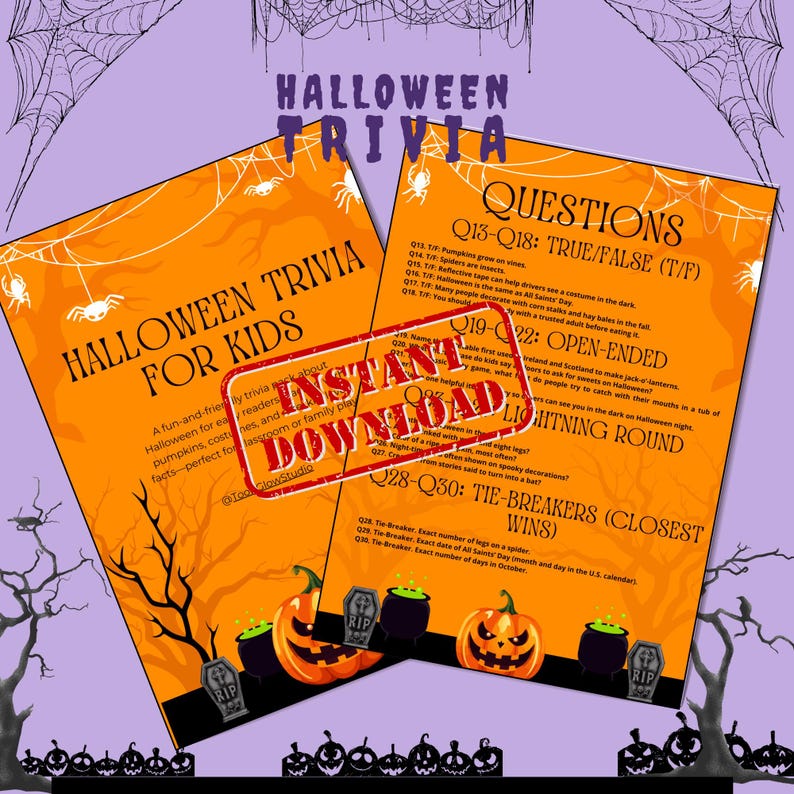 Halloween Trivia Game, Printable Halloween Game, Halloween Party Games ...