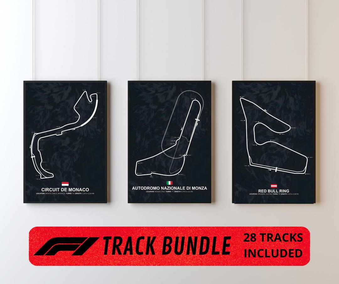 28 Famous Circuits, F1 Poster Bundle, Race Track Wall Art, F1 Wall Art ...