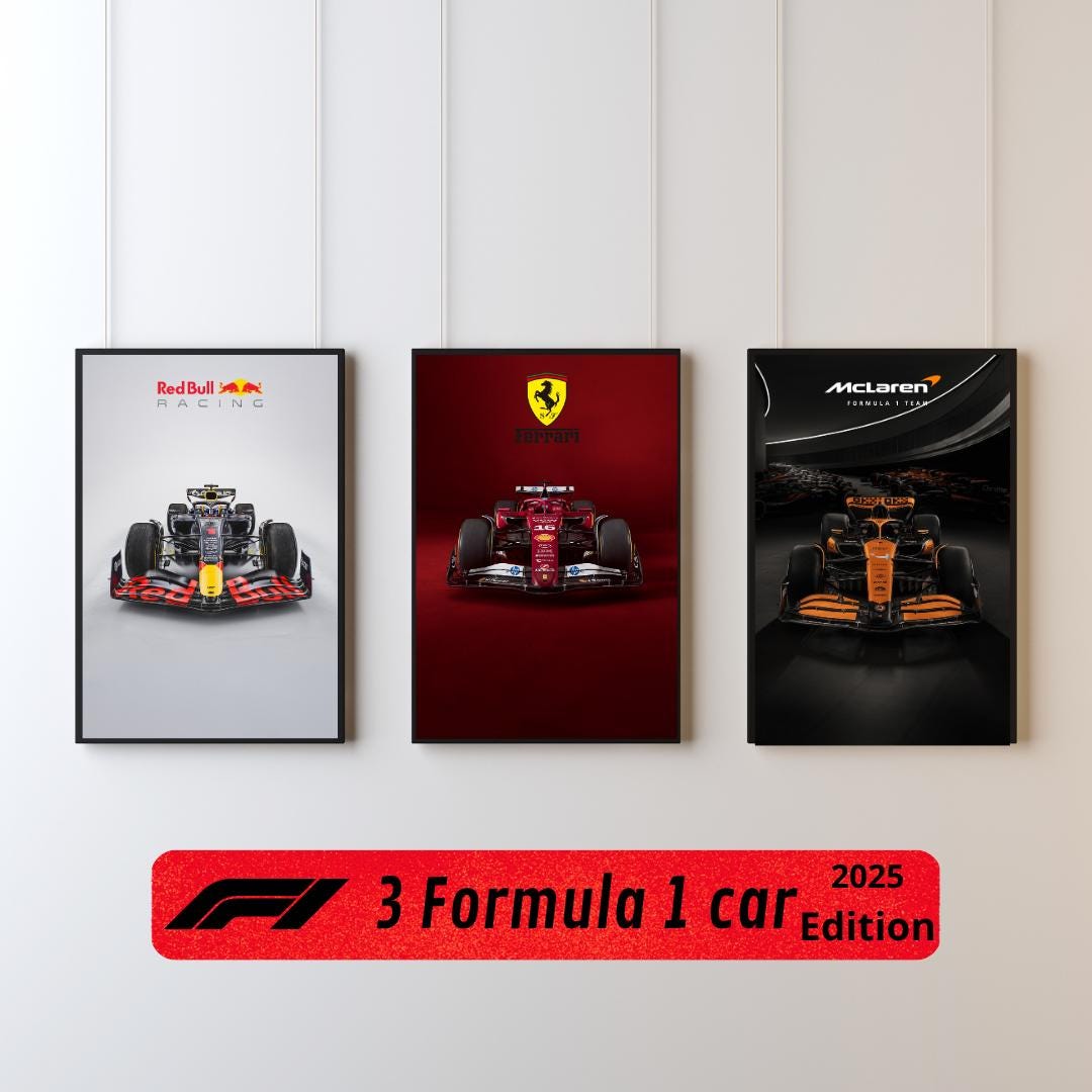 F1 Car Poster, 3 Piece F1 Wall Art, Formula 1 Poster, Formula 1 Car ...