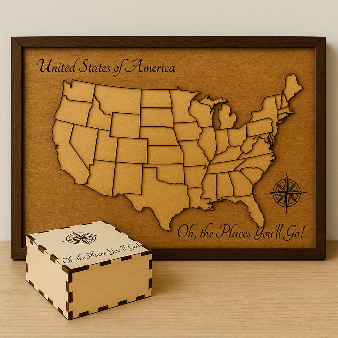 Travel Map With State Box – Personalized Peel & Stick Tracker – Oh the ...