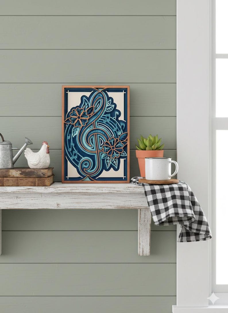 Music Treble Clef Wall Art – Floral Music Decor Homeware - Etsy