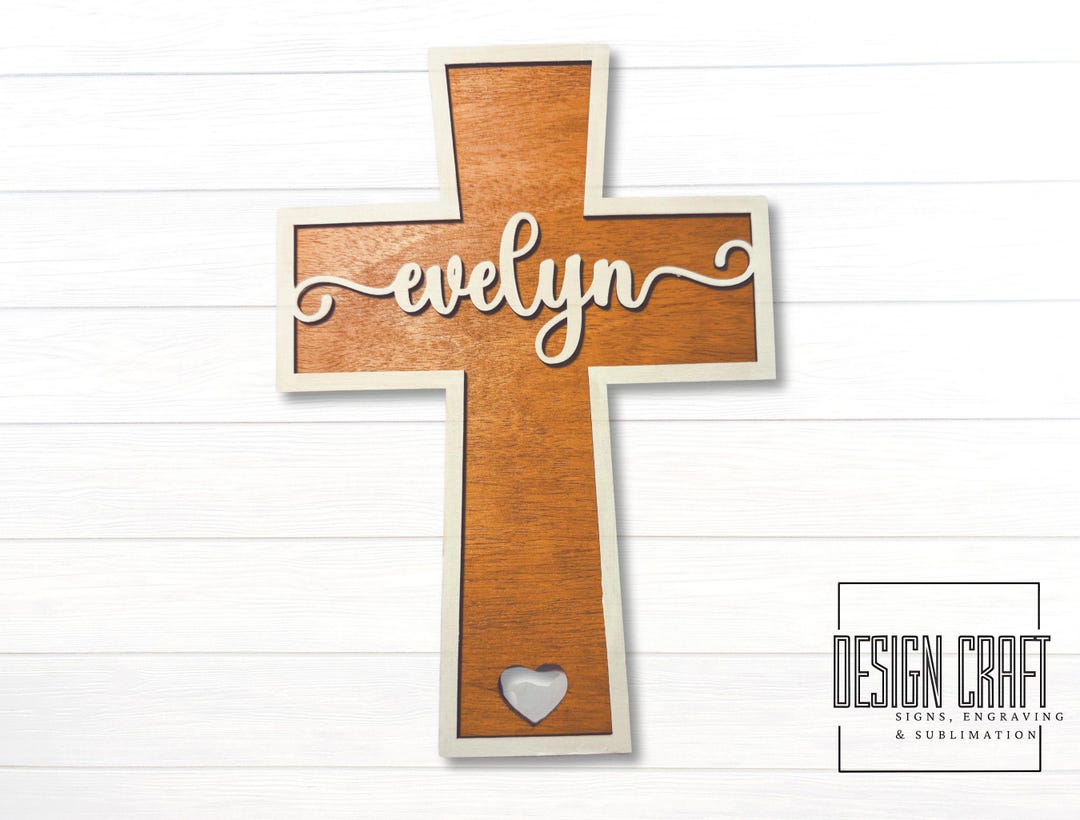 Personalized Wooden Cross With Name, Laser Cut Boho Style Wall Decor ...
