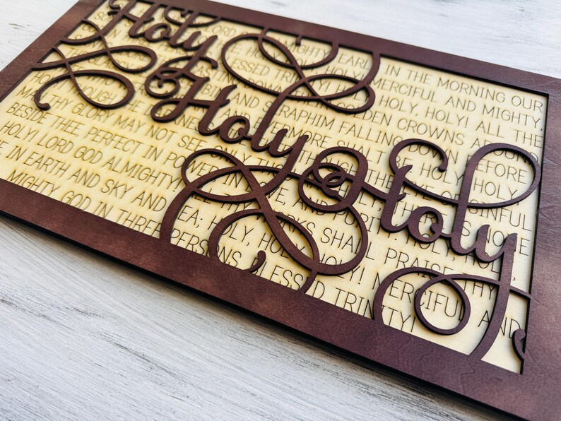Holy Hymn Sign | Layered Wood Christian Wall Decor - Etsy