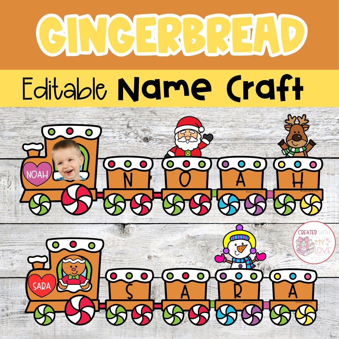 Editable Christmas Gingerbread Train Name Craft Preschool Letter ...