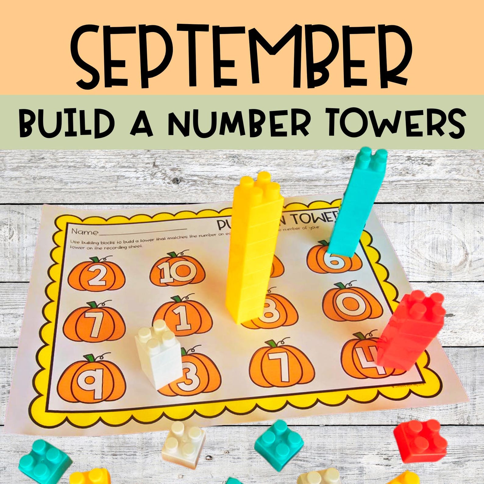 Fall Counting Towers Math Game: Preschool Kindergarten Printable - Etsy