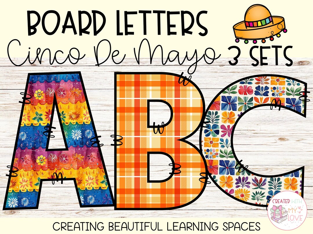Cinco De Mayo Bulletin Board Letters: Printable Alphabet & Numbers ...