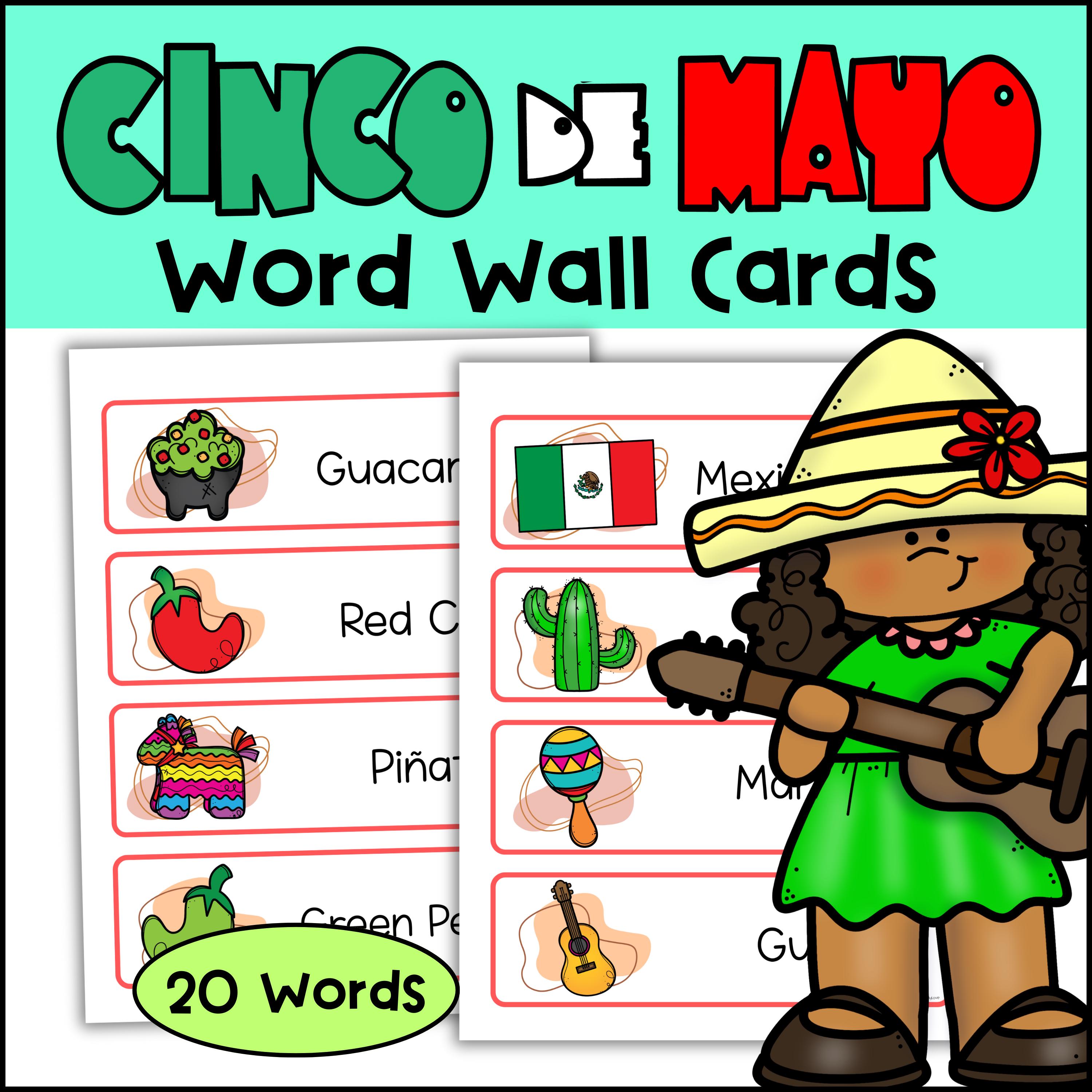 Cinco De Mayo Word Wall Cards Literacy Center Vocabulary Activity ...