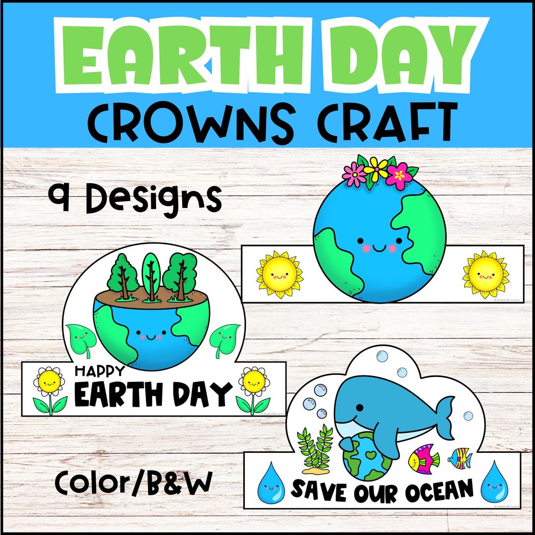 Happy Earth Day Crowns Craft | April Paper Hat Headband Coloring Pages ...