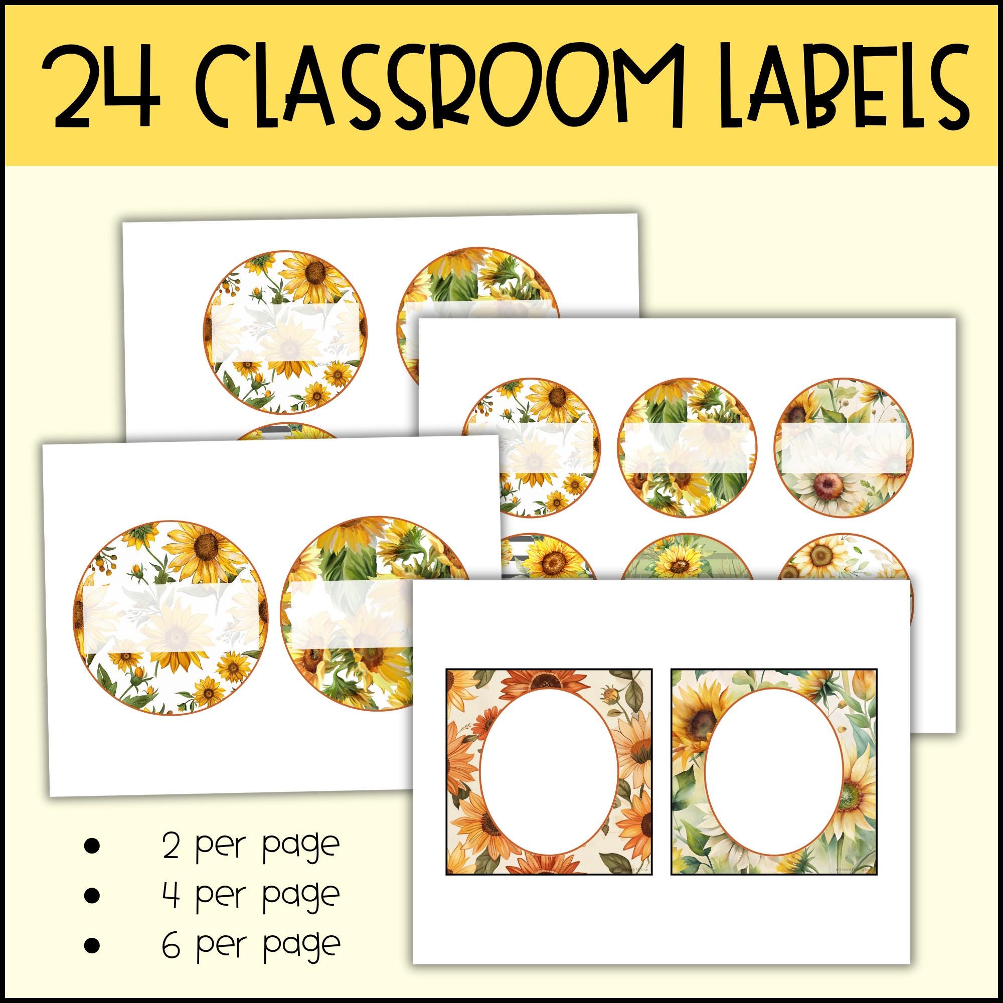 Sunflower Classroom Decor: Editable Name Tags & Labels (canva Template ...