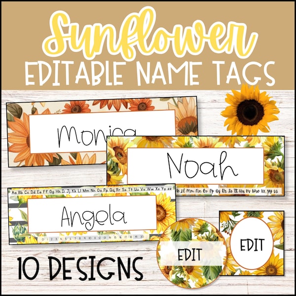 Sunflower Name Tags - Etsy