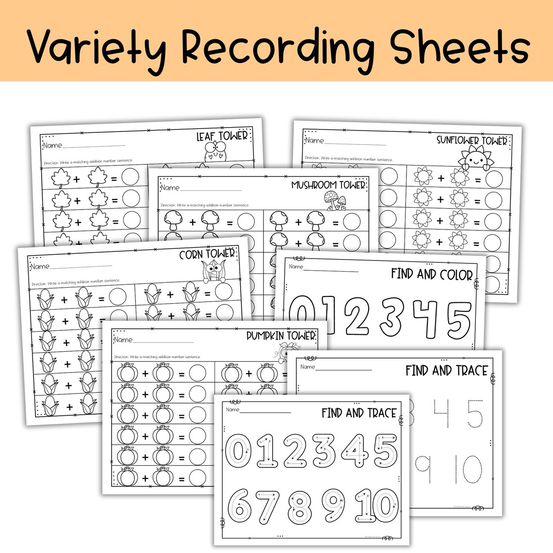 Fall Counting Towers Math Game: Preschool Kindergarten Printable - Etsy