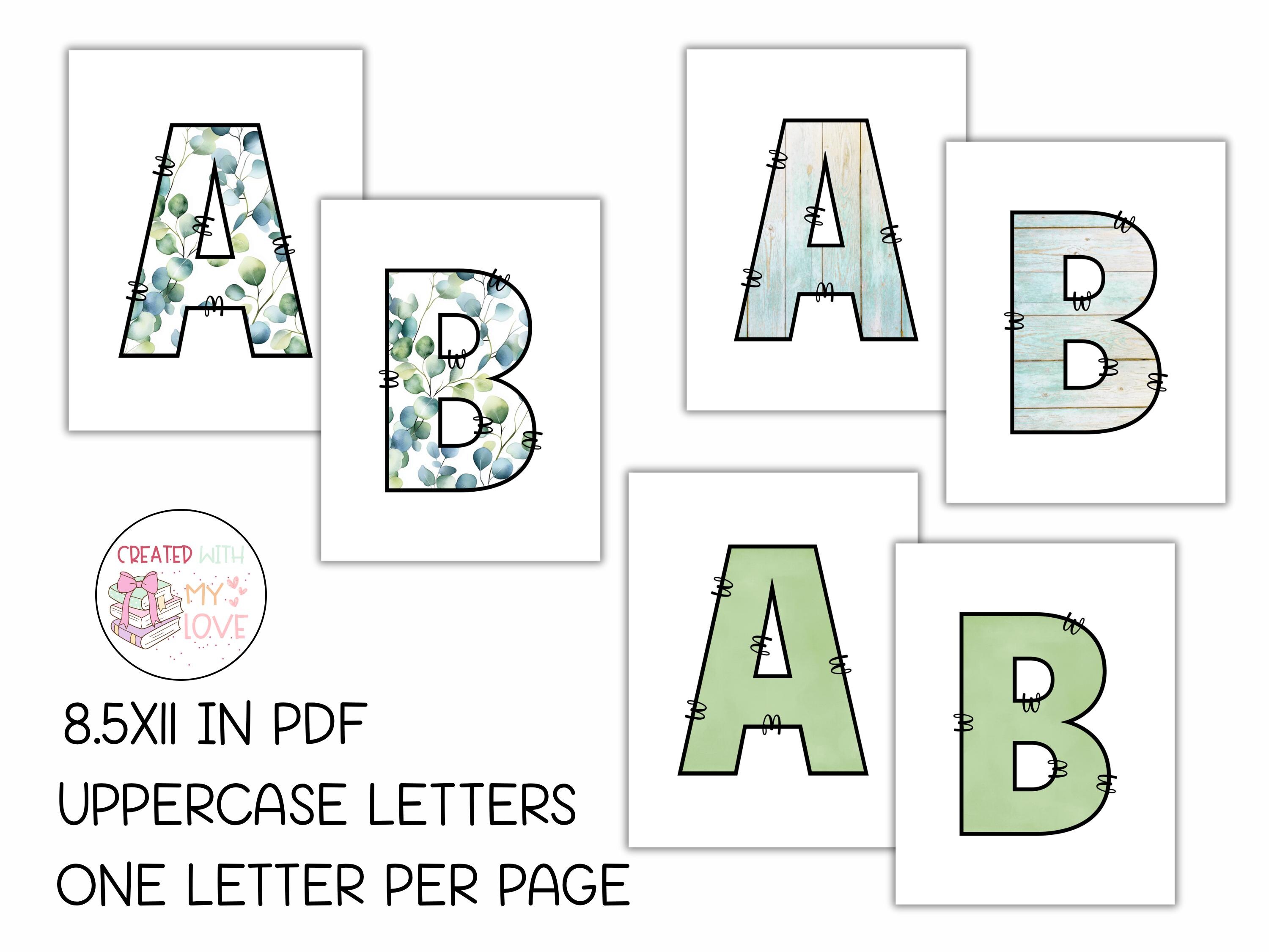 Eucalyptus Bulletin Board Letters: Botanical Classroom Decor (digital ...