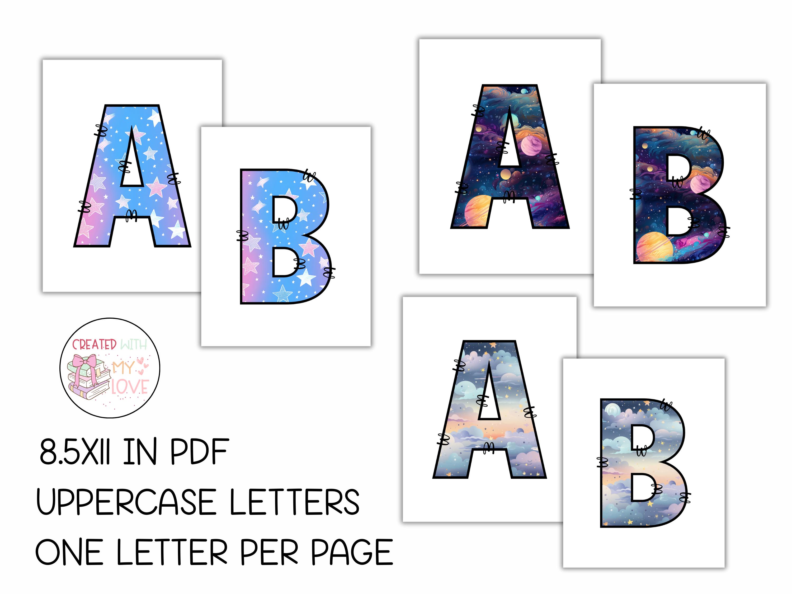 Outer Space Bulletin Board Letters: Printable Alphabet & Numbers ...