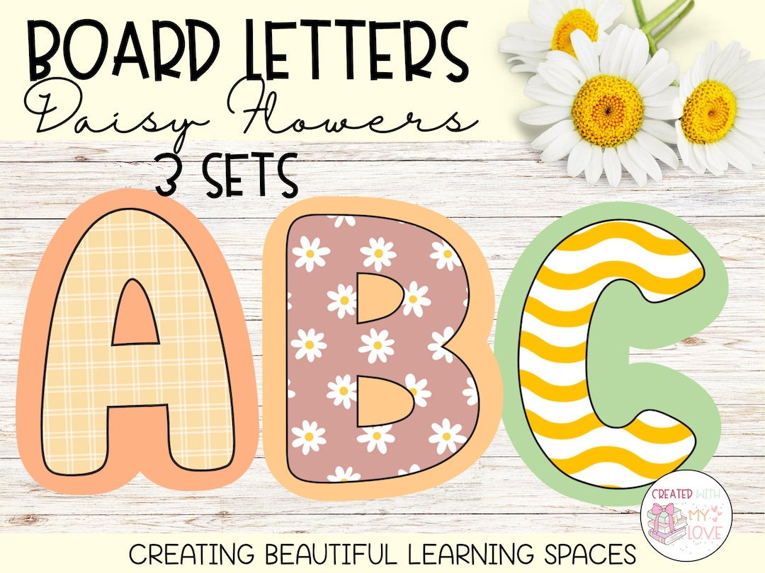 Daisy Flower Bulletin Board Letters: Boho Classroom Decor (digital ...
