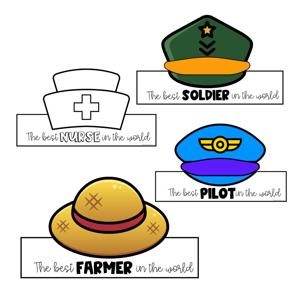 Community Helper Hat Crafts: Role Play Headbands (printable, Editable ...