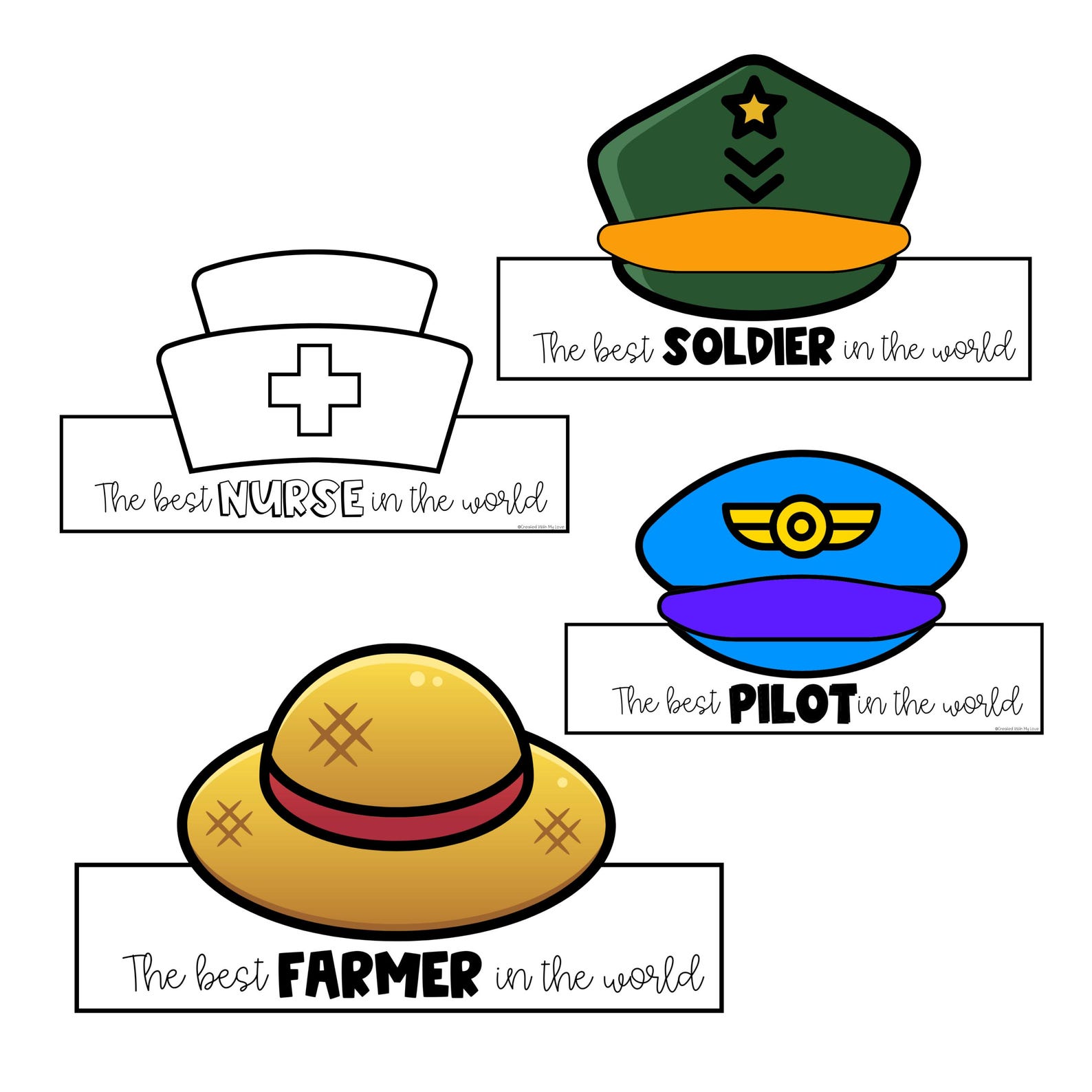 Community Helper Hat Crafts: Role Play Headbands (printable, Editable ...