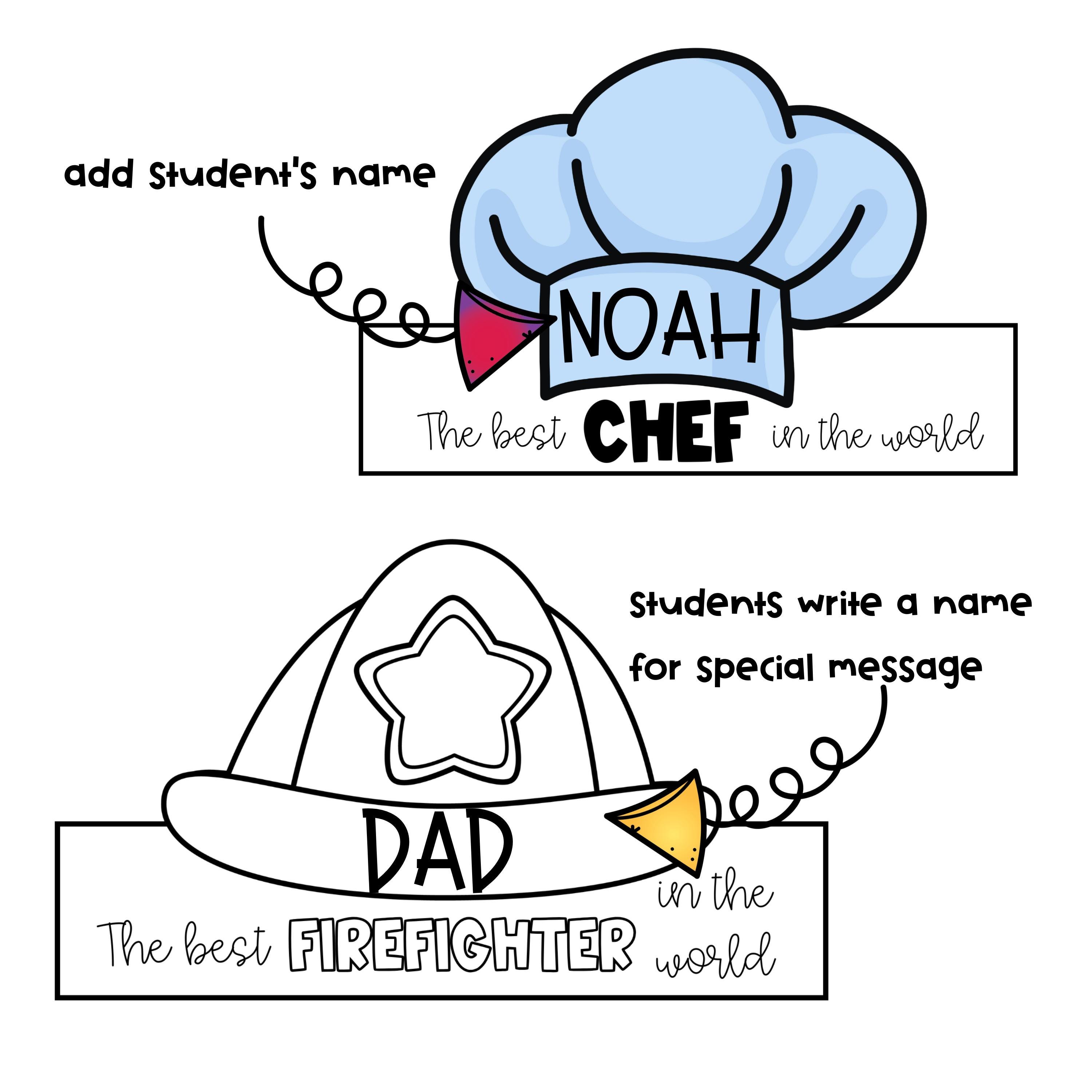 Community Helper Hat Crafts: Role Play Headbands (printable, Editable ...