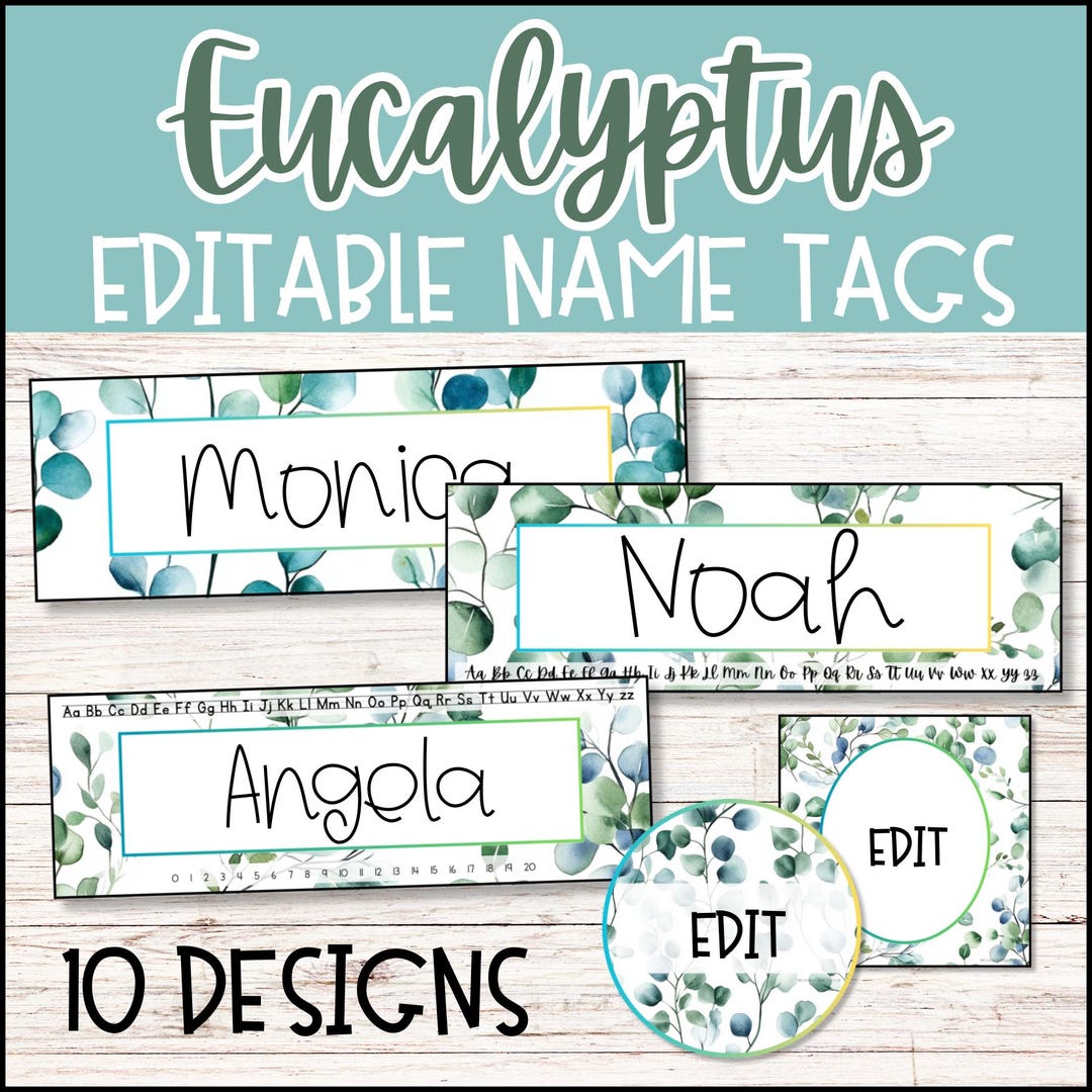 Eucalyptus Garden Classroom Decor: EDITABLE Name Tags and Labels Desk ...