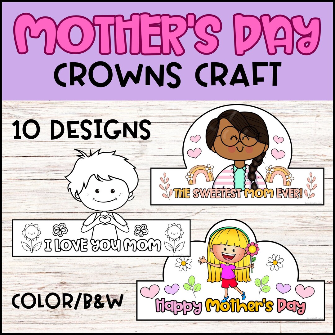 Happy Mother's Day Crowns Craft May Spring Headband Hat Coloring ...