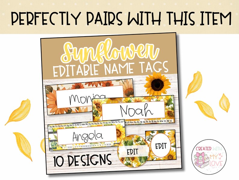Sunflower Bulletin Board Letters: Boho Classroom Decor (digital ...