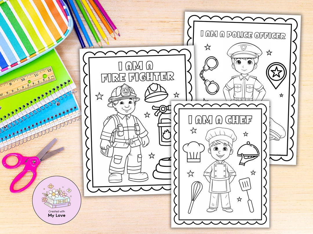 Community Helpers Coloring Pages: Career Day Activity (digital Download ...