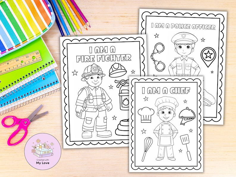 Community Helpers Coloring Pages: Career Day Activity (digital Download ...